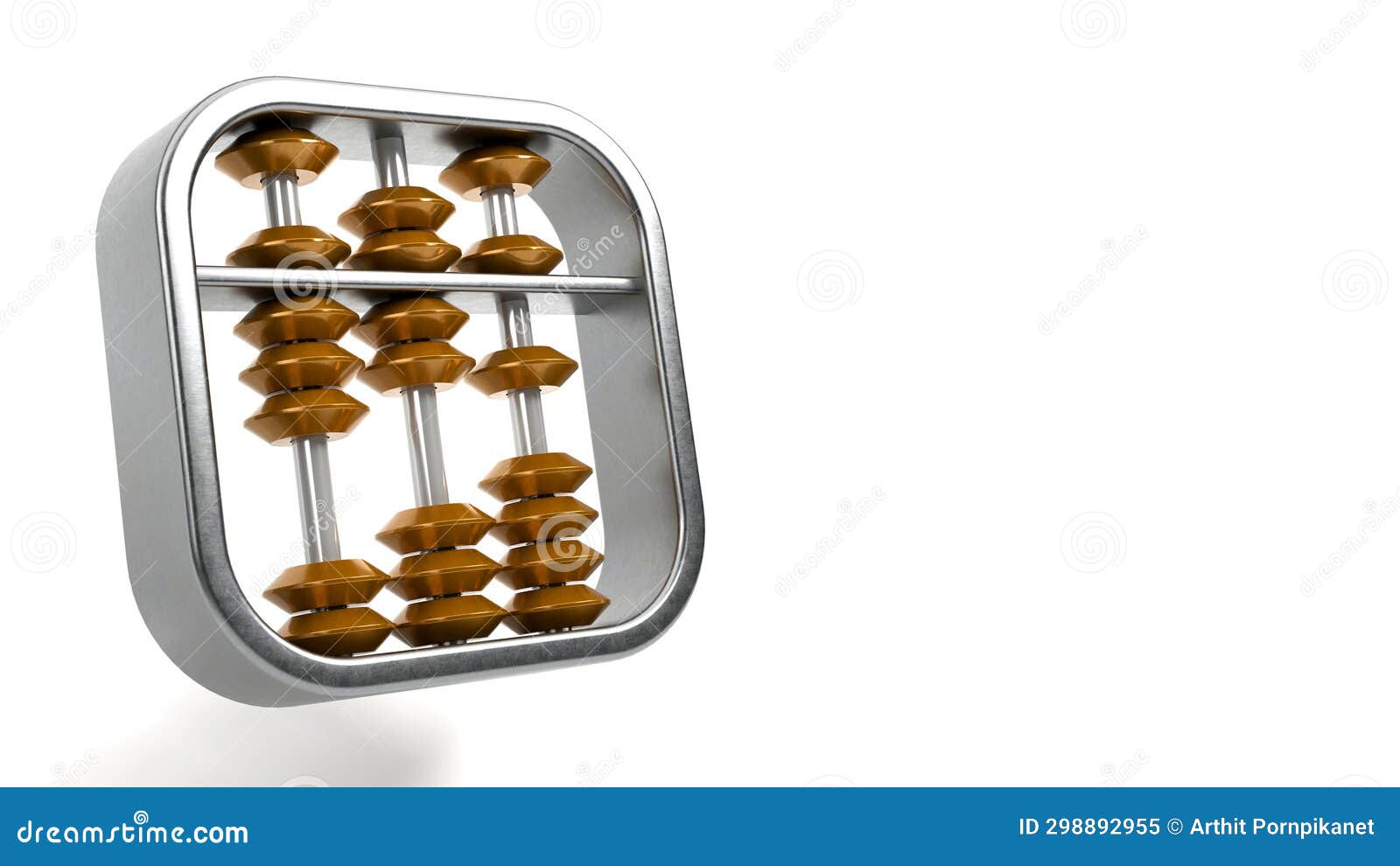 3D Rendering of Count Abacus with Metal Beads and Frame on a White ...