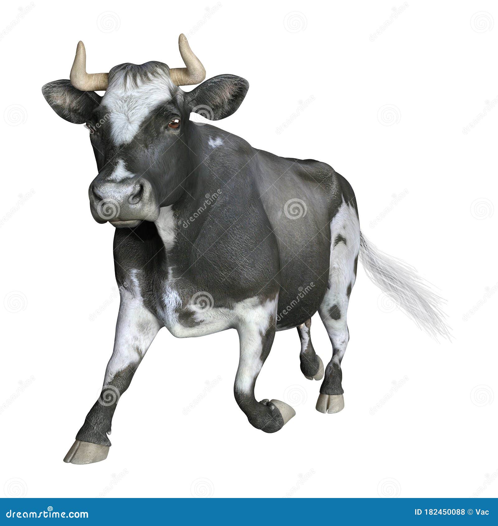 3D Rendering Cow on White stock illustration. Illustration of standing ...