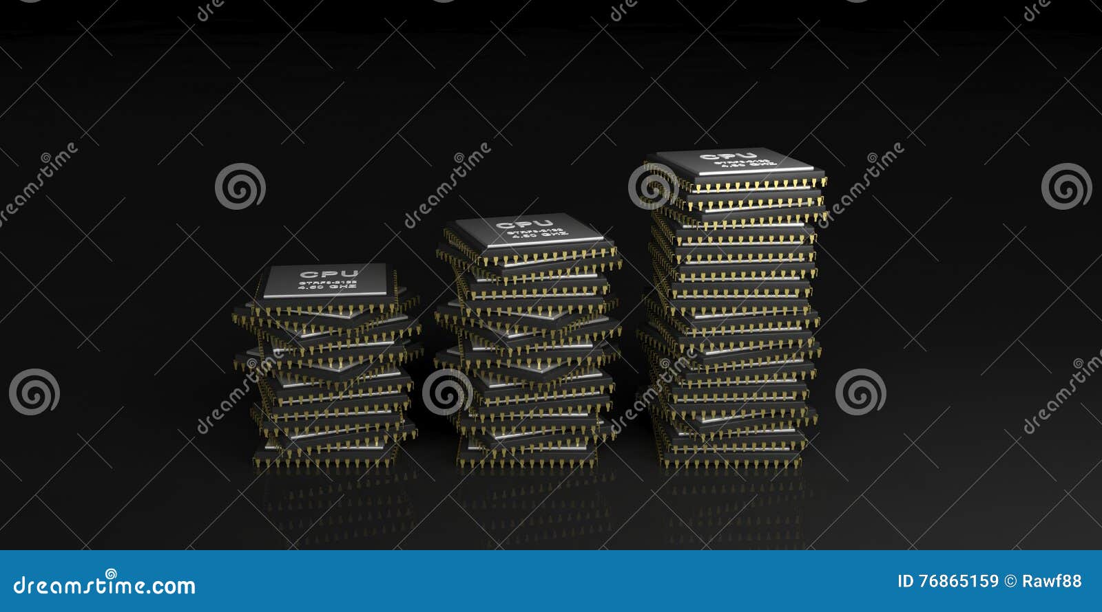 3d Rendering Cpu Processors Stack Stock Illustration - Illustration of ...