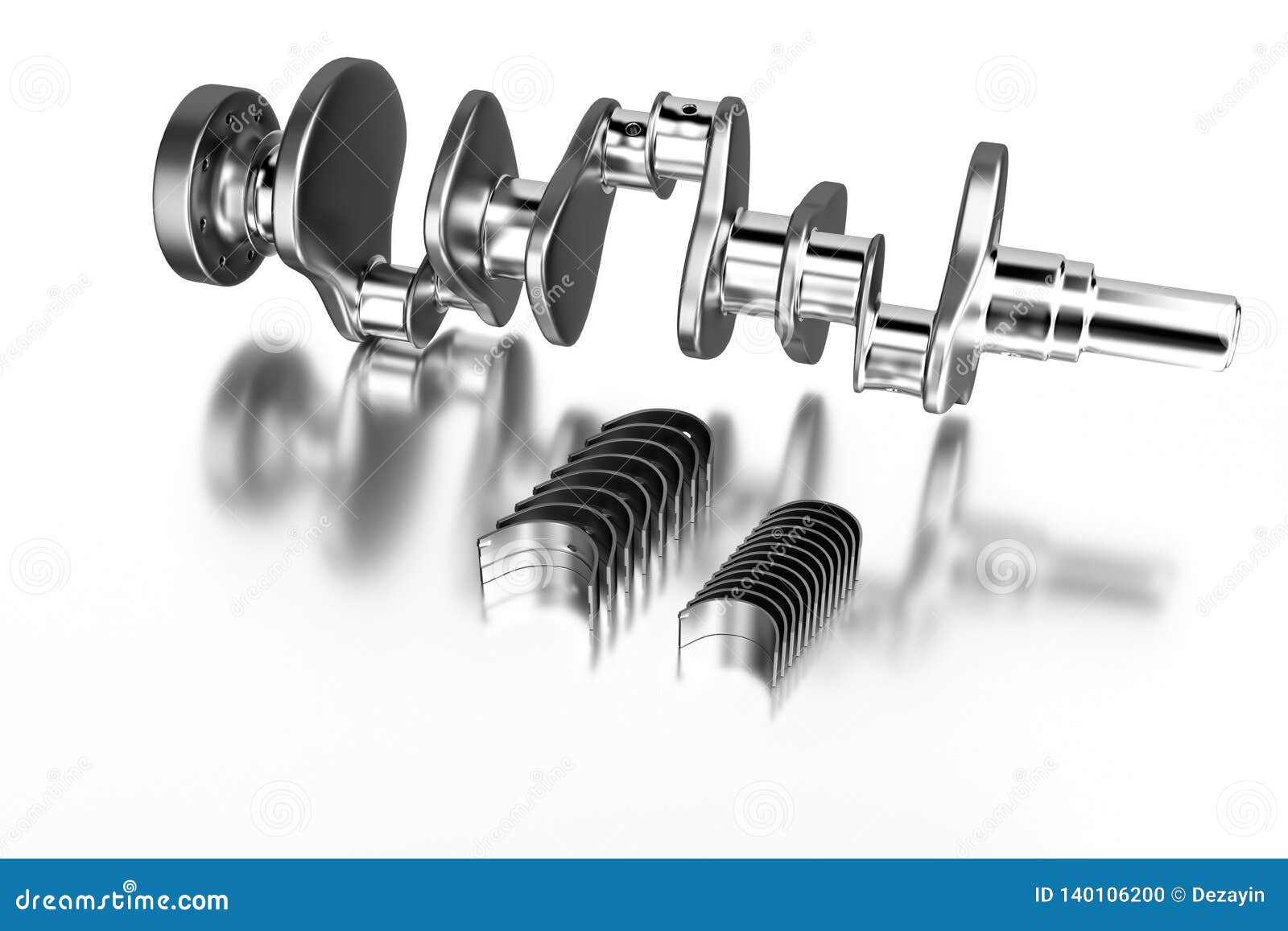 3D Rendering. Crankshaft for 6v Cylinders Engine Stock Illustration ...