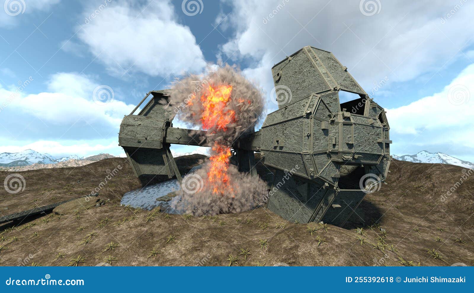 3D Rendering of a Crashed Spaceship Stock Illustration - Illustration ... 3D Rendering of a Crashed Spaceship Stock Illustration - Illustration ...
