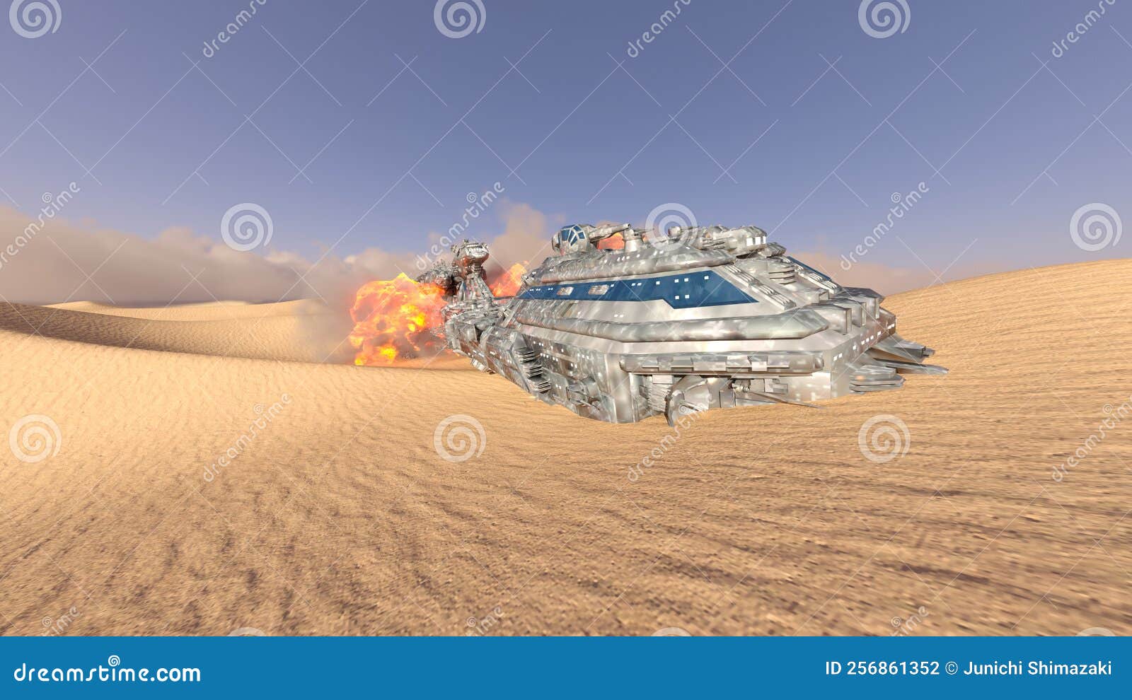 3D Rendering of a Crashed Spaceship Stock Illustration - Illustration ... 3D Rendering of a Crashed Spaceship Stock Illustration - Illustration ...