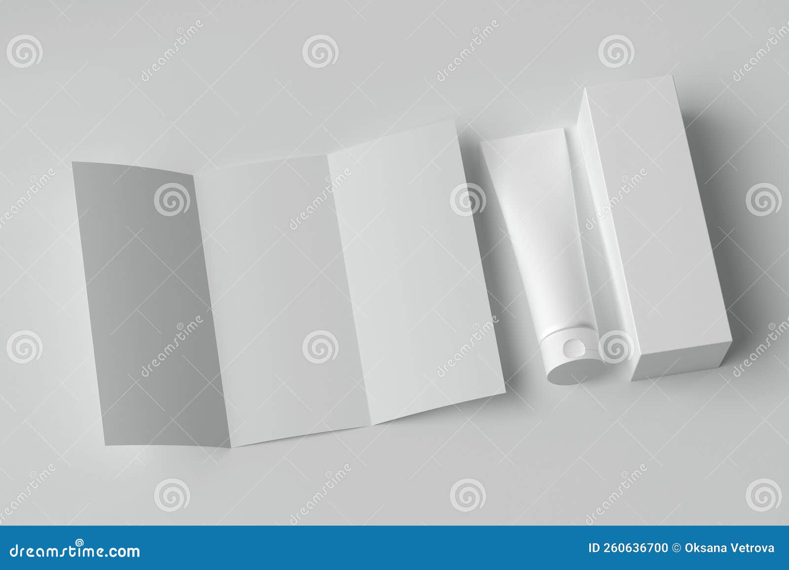 3d Rendering, Cream Packaging Template with Box and Flyer, Mockup for ...