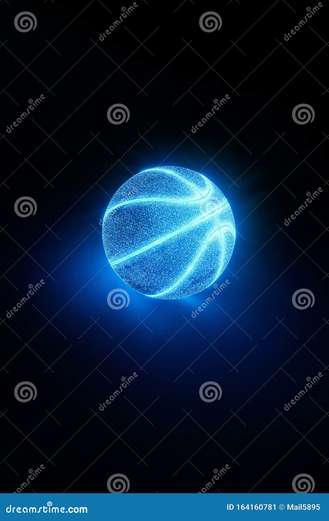 3D Rendering of Creative Basketball with Glowing Neon Seams Stock ...