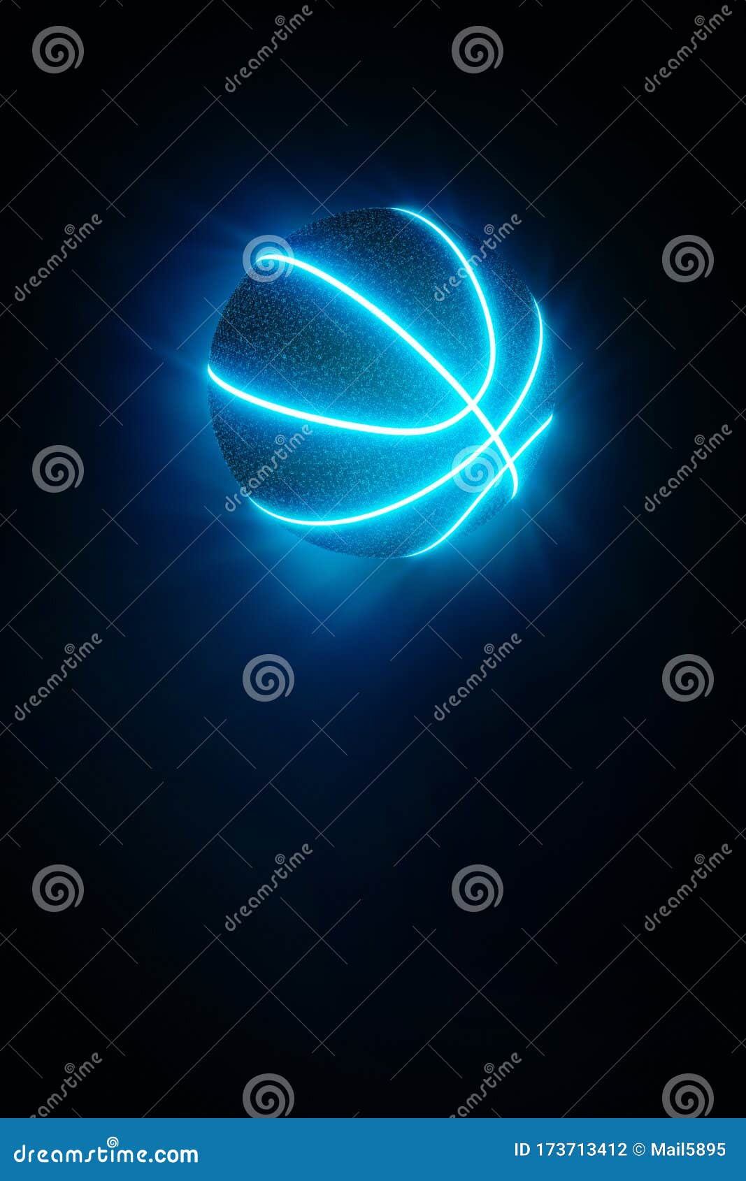 Creative Basketball with Glowing Neon Seams Stock Illustration ...
