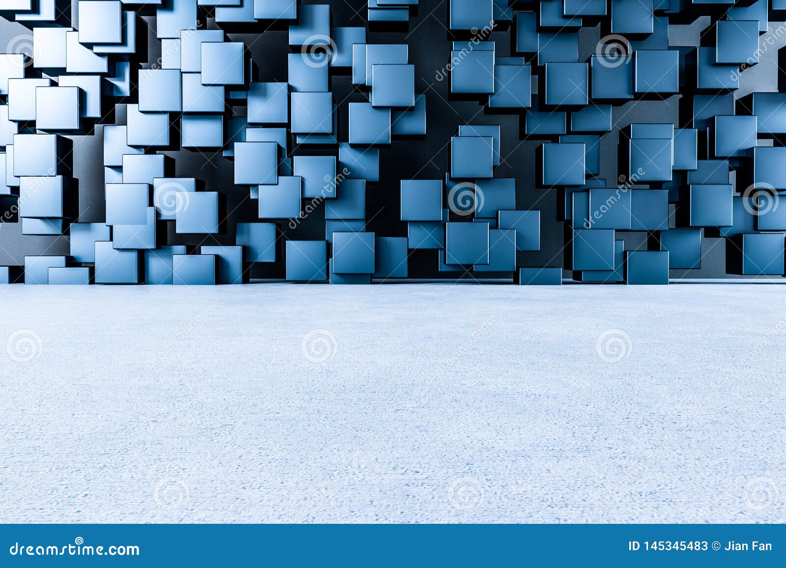 3d Rendering, Creative Cubes Wall with Floor Stock Illustration ...