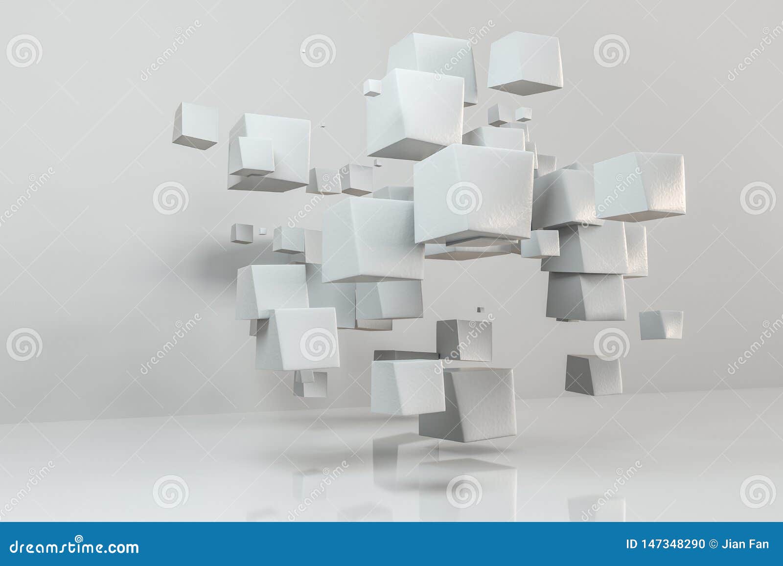 3d Rendering, Creative Cubes with Warped Shape Stock Illustration ...