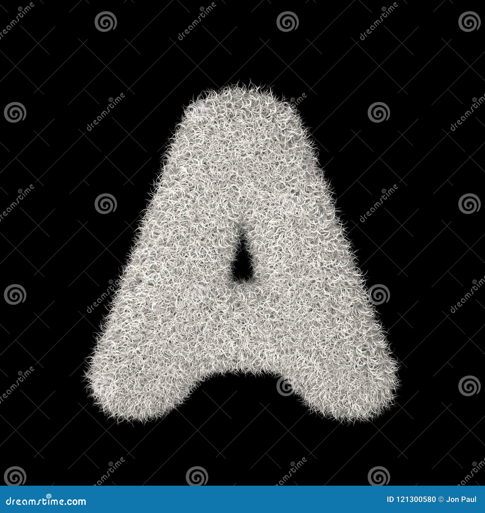 3D Rendering Creative Illustration White Furry Letter a Stock ...