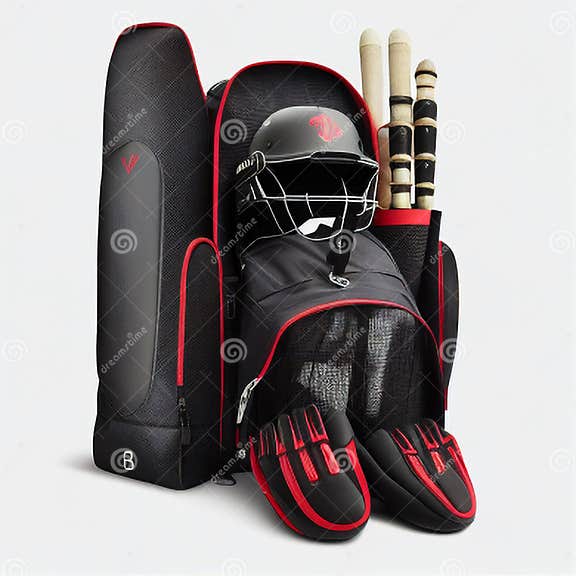 3D Rendering Cricket Bag with Balls and a Cricket Bat Stock ...