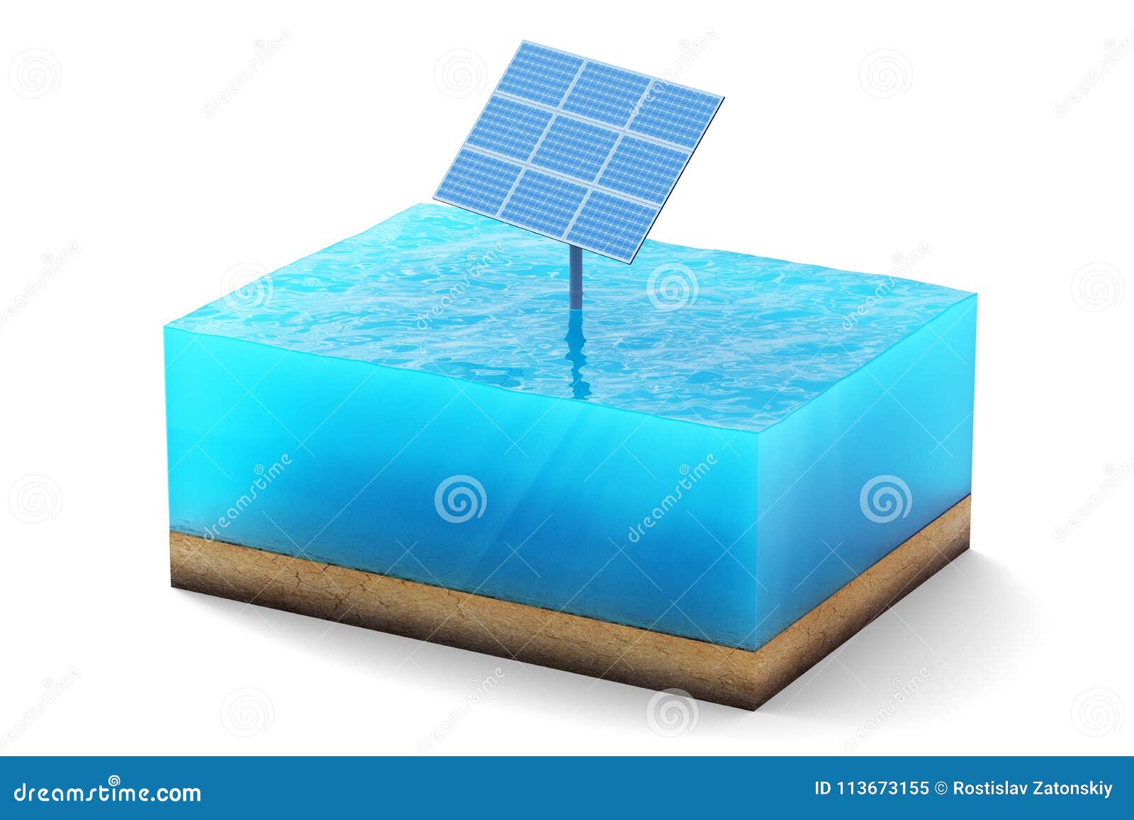 3d Rendering Of Cross Section Of Water Cube Isolated On White ...