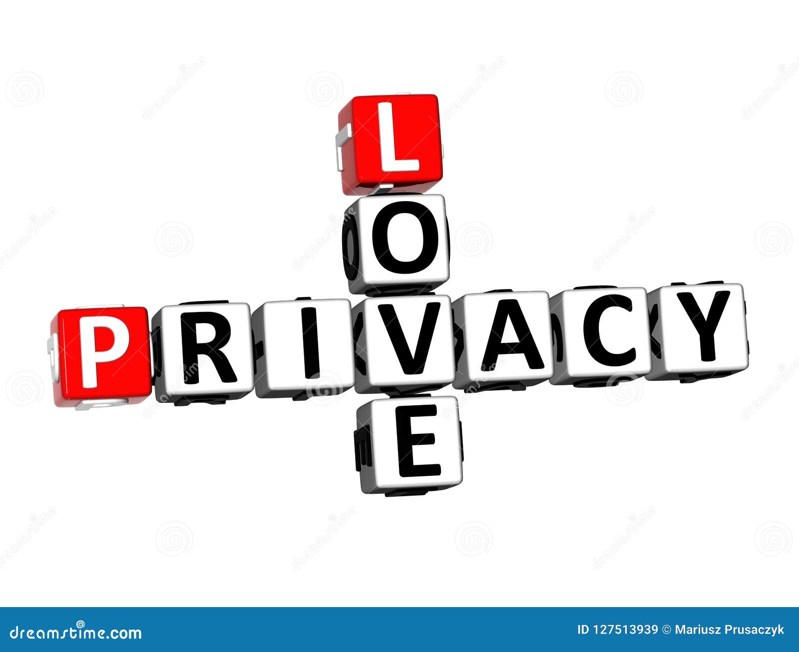 3D Rendering Crossword Love Privacy Over White Background. Stock ...