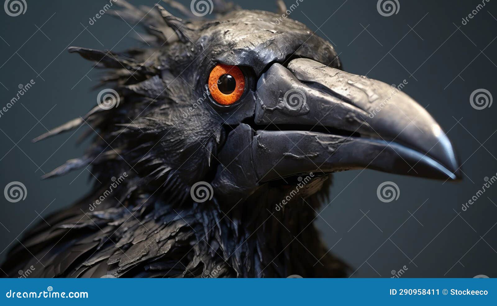 3d Rendering of Crow Head with Tilt-shift Lens Style Stock Illustration ...