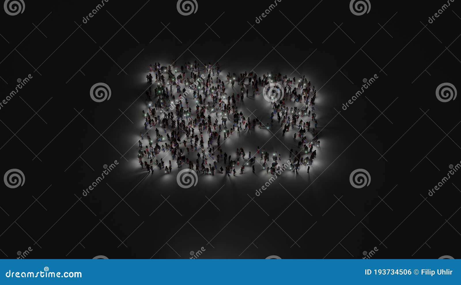3d Rendering Of Crowd Of People In Shape Of Symbol Of American Sign ...