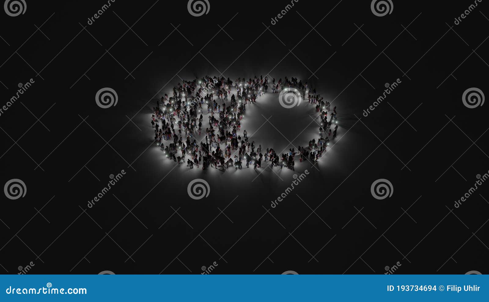 3d Rendering Of Crowd Of People In Shape Of Symbol Of American Sign ...