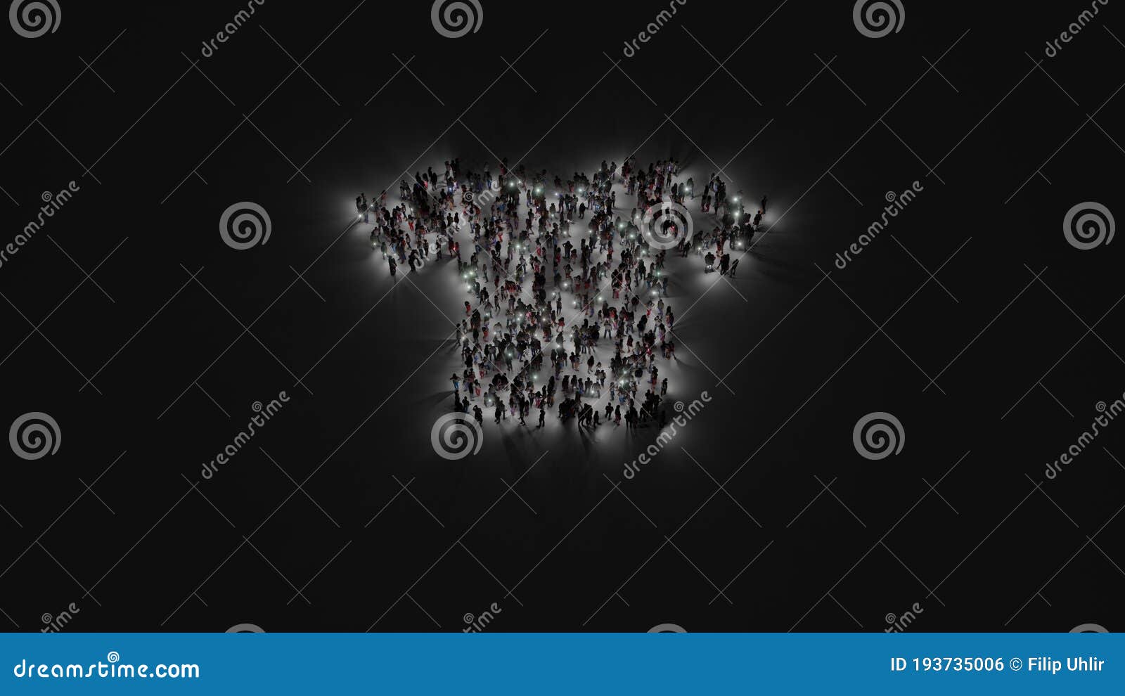 3d Rendering Of Crowd Of People In Shape Of Symbol Of American Sign ...