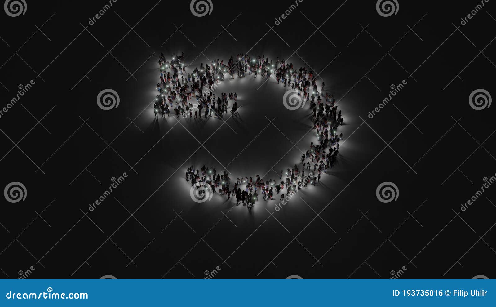 3d Rendering Of Crowd Of People In Shape Of Symbol Of American Sign ...