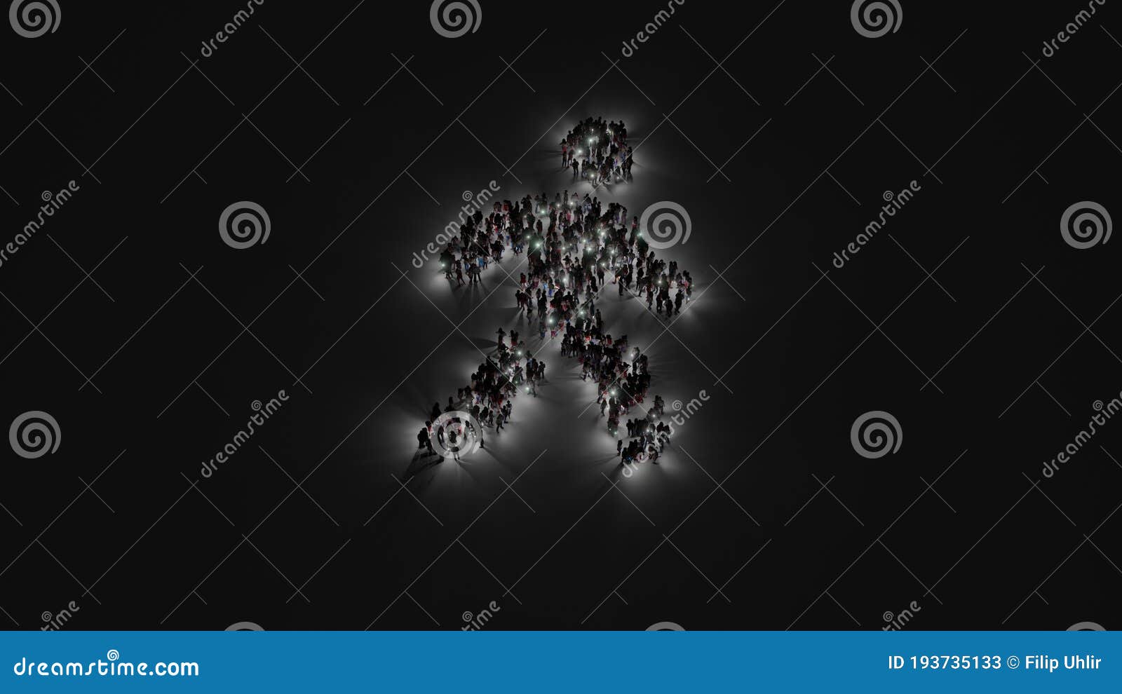 3d Rendering Of Crowd Of People In Shape Of Symbol Of American Sign ...
