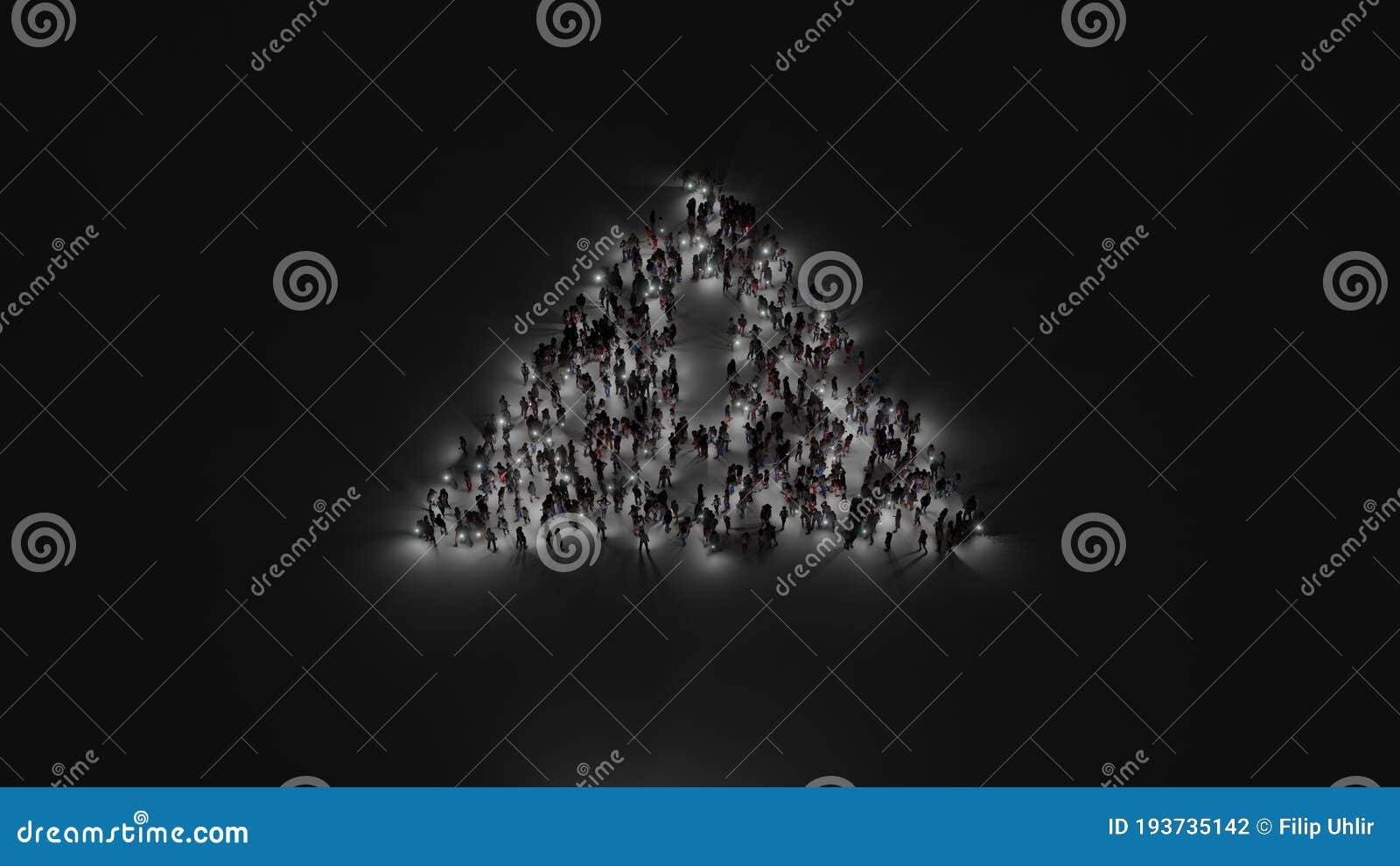 3d Rendering Of Crowd Of People In Shape Of Symbol Of American Sign ...