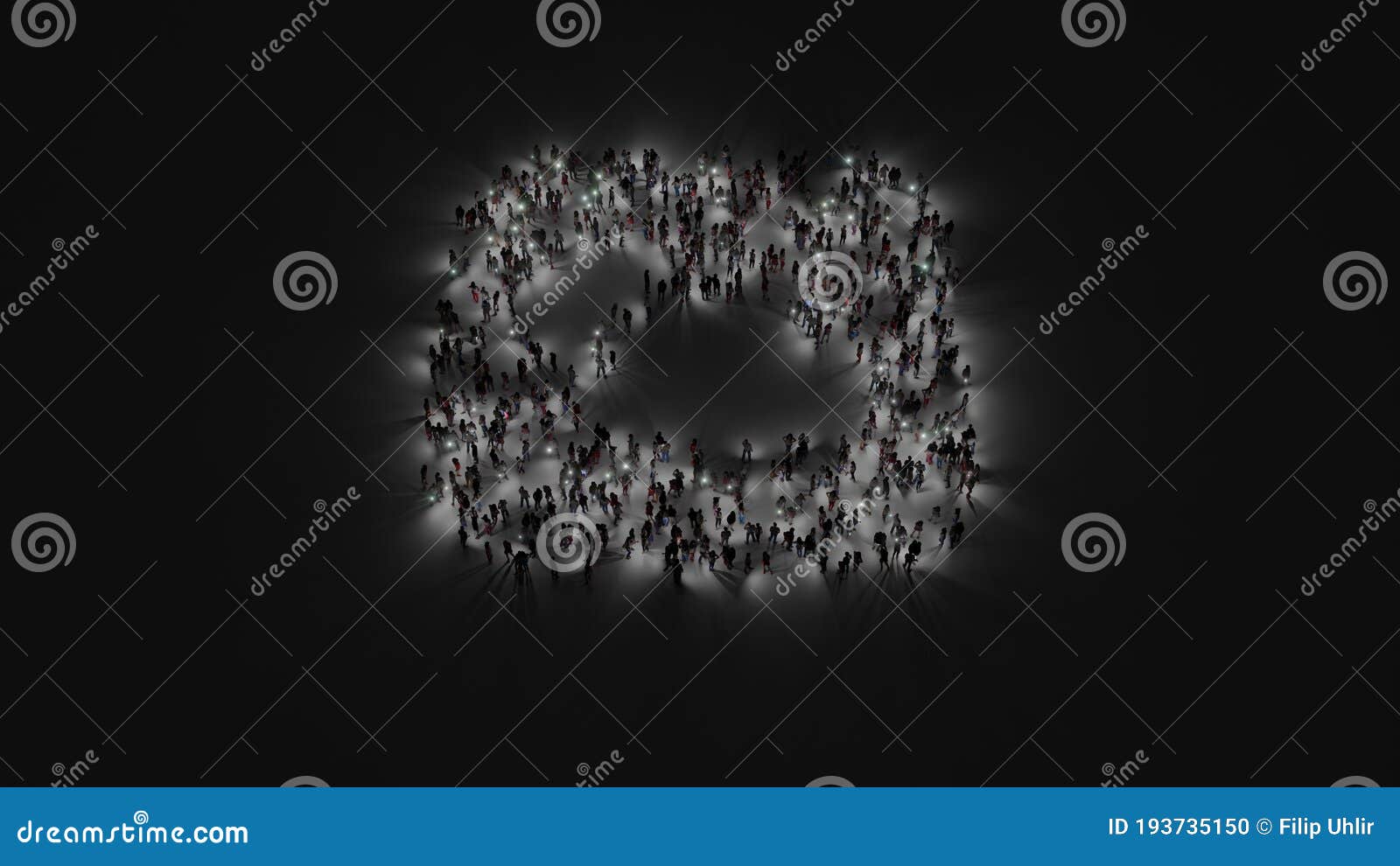 3d Rendering Of Crowd Of People In Shape Of Symbol Of American Sign ...