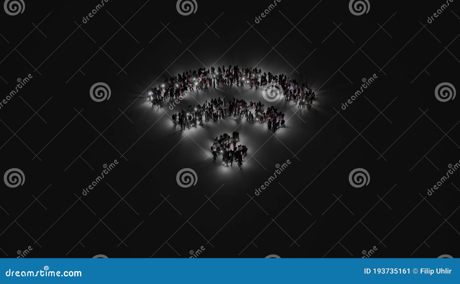 3d Rendering Of Crowd Of People In Shape Of Symbol Of American Sign ...