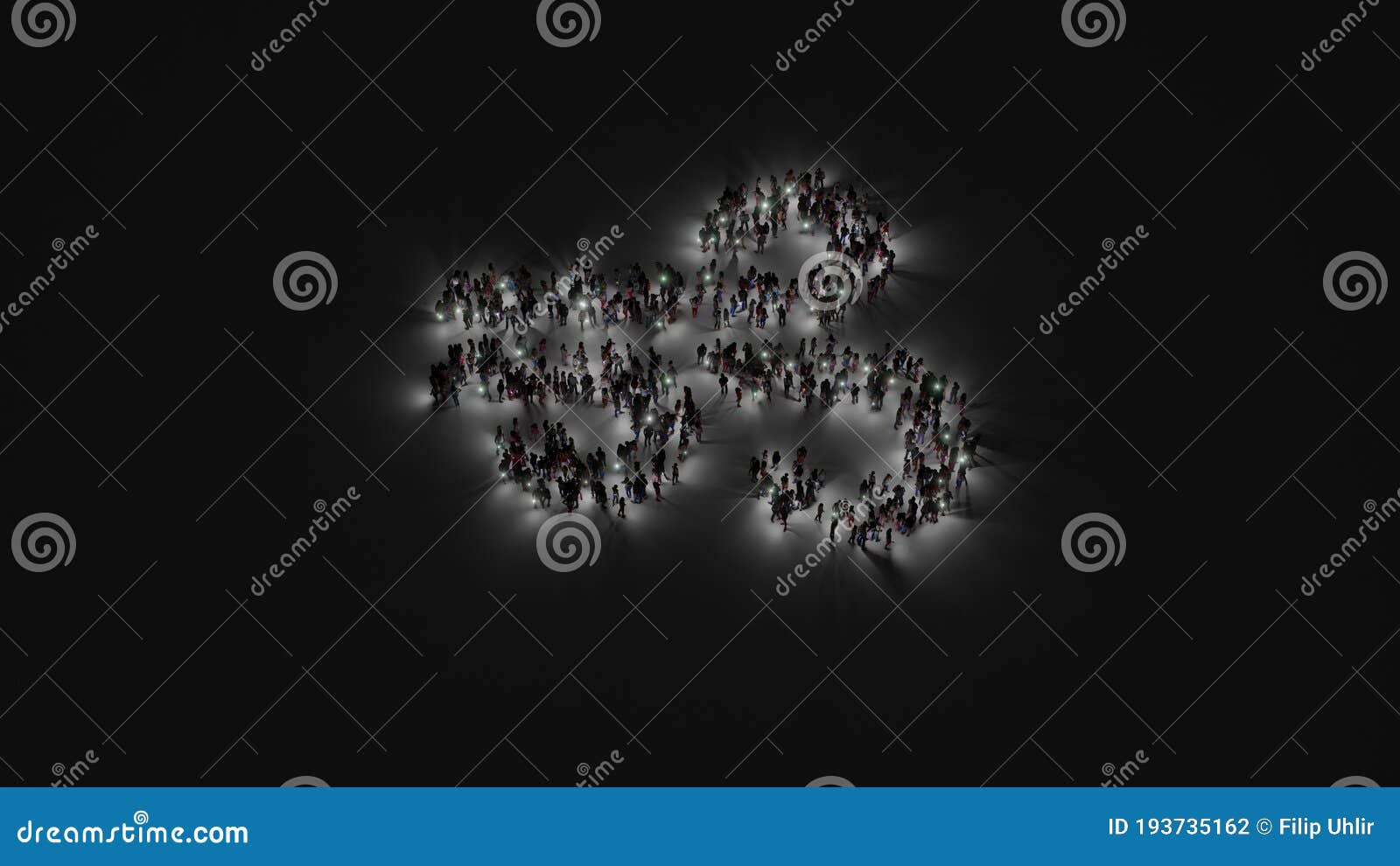 3d Rendering Of Crowd Of People In Shape Of Symbol Of American Sign ...