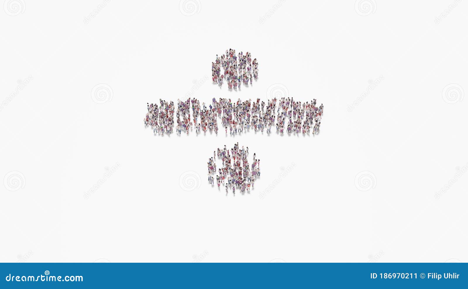 3d Rendering of Crowd of People in Shape of Symbol of Divide on White ...