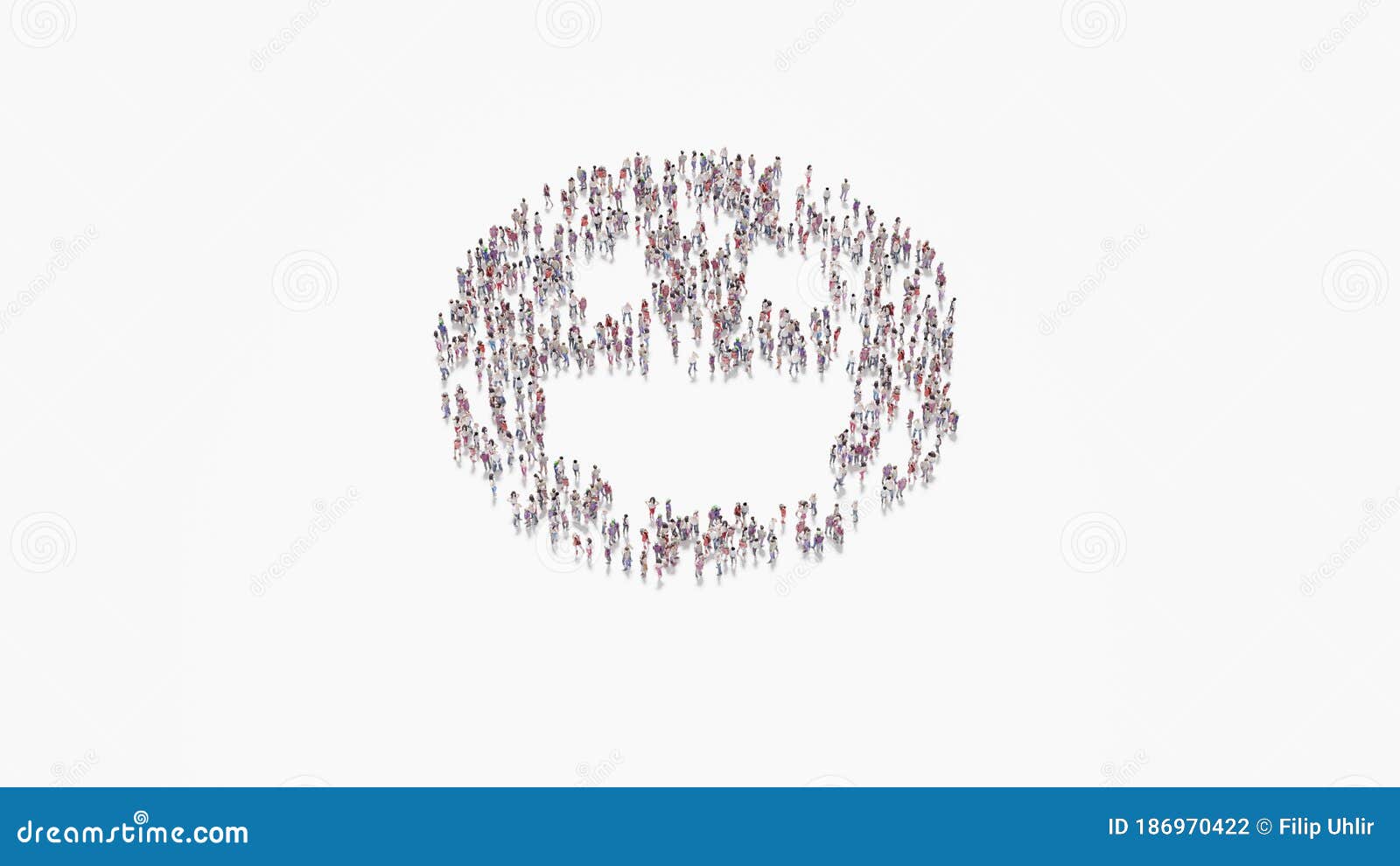 3d Rendering of Crowd of People in Shape of Symbol of Emoticons Joyful ...