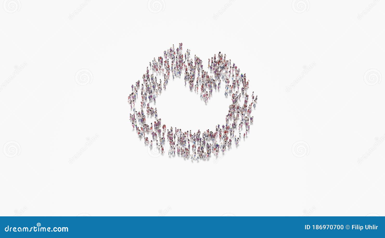 3d Rendering of Crowd of People in Shape of Symbol of Fire on White ...