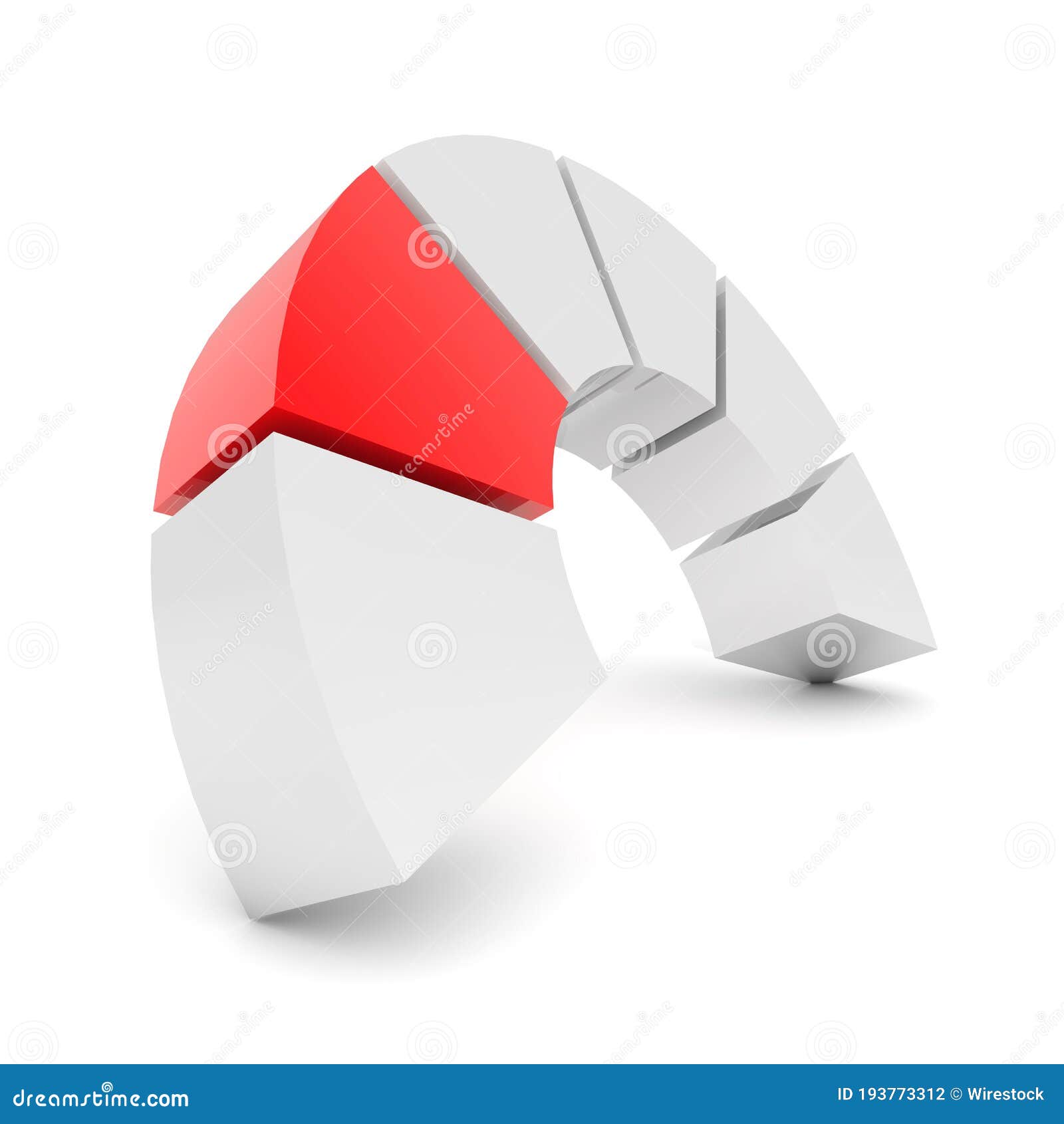 3D Rendering of a Cube Semicircle with One Red Detail among the White ...
