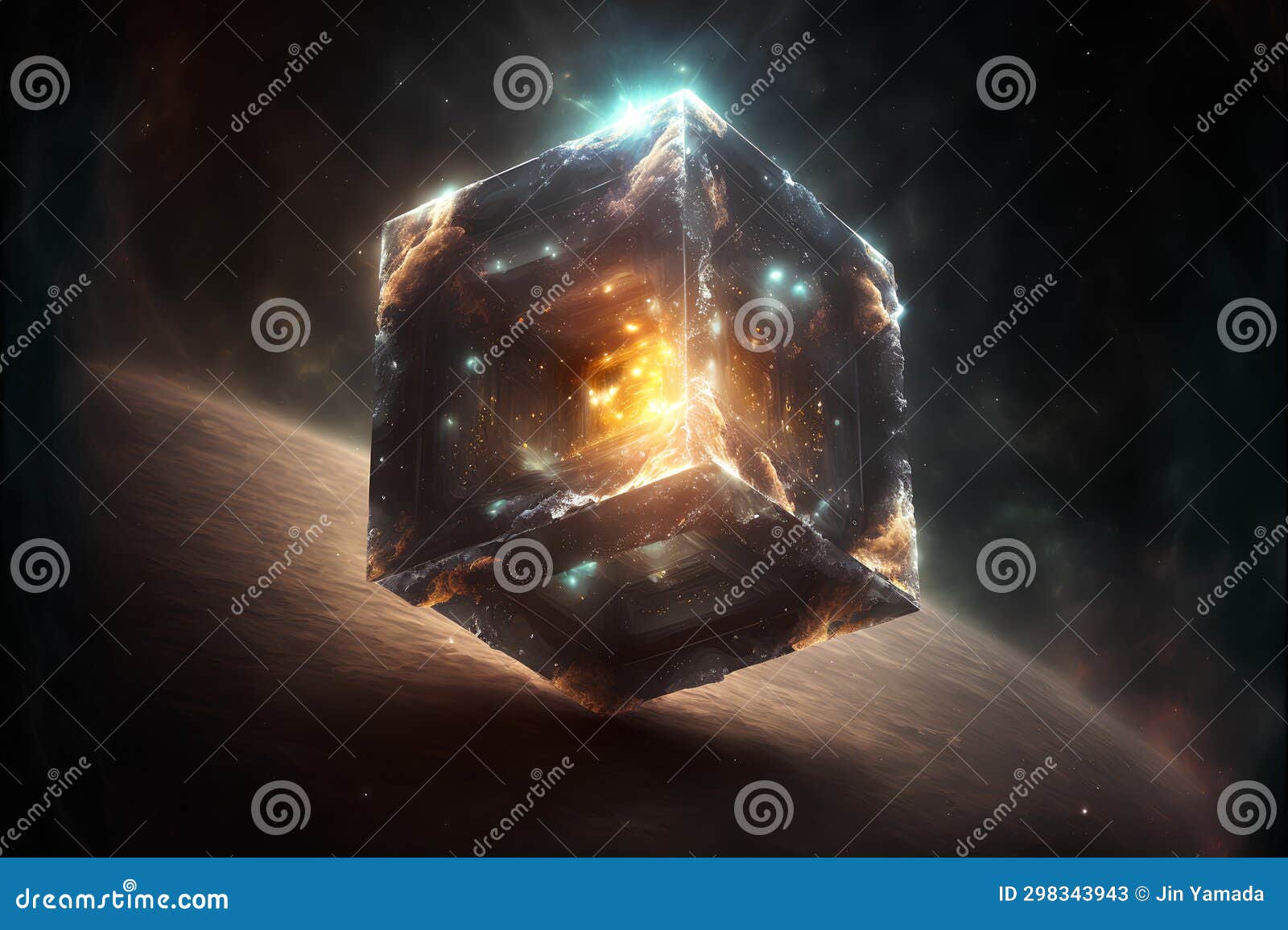 3d Rendering of Cube in Space. Futuristic Technology Style Stock ...