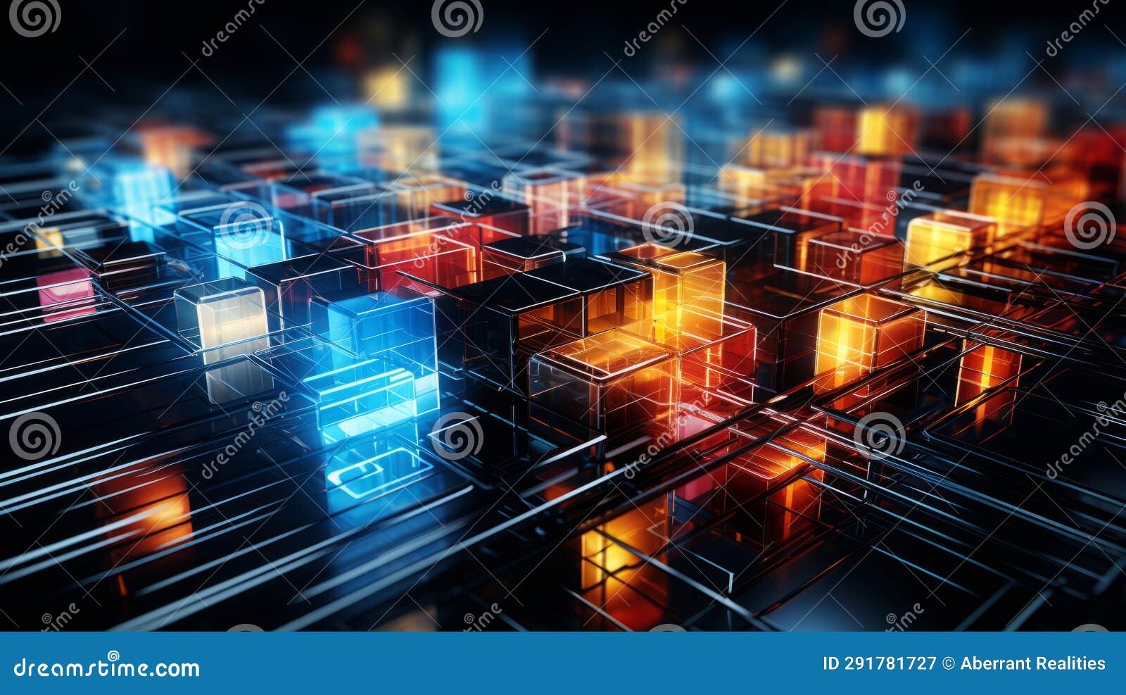 3d Rendering of Cubes on a Black Background Stock Illustration ...
