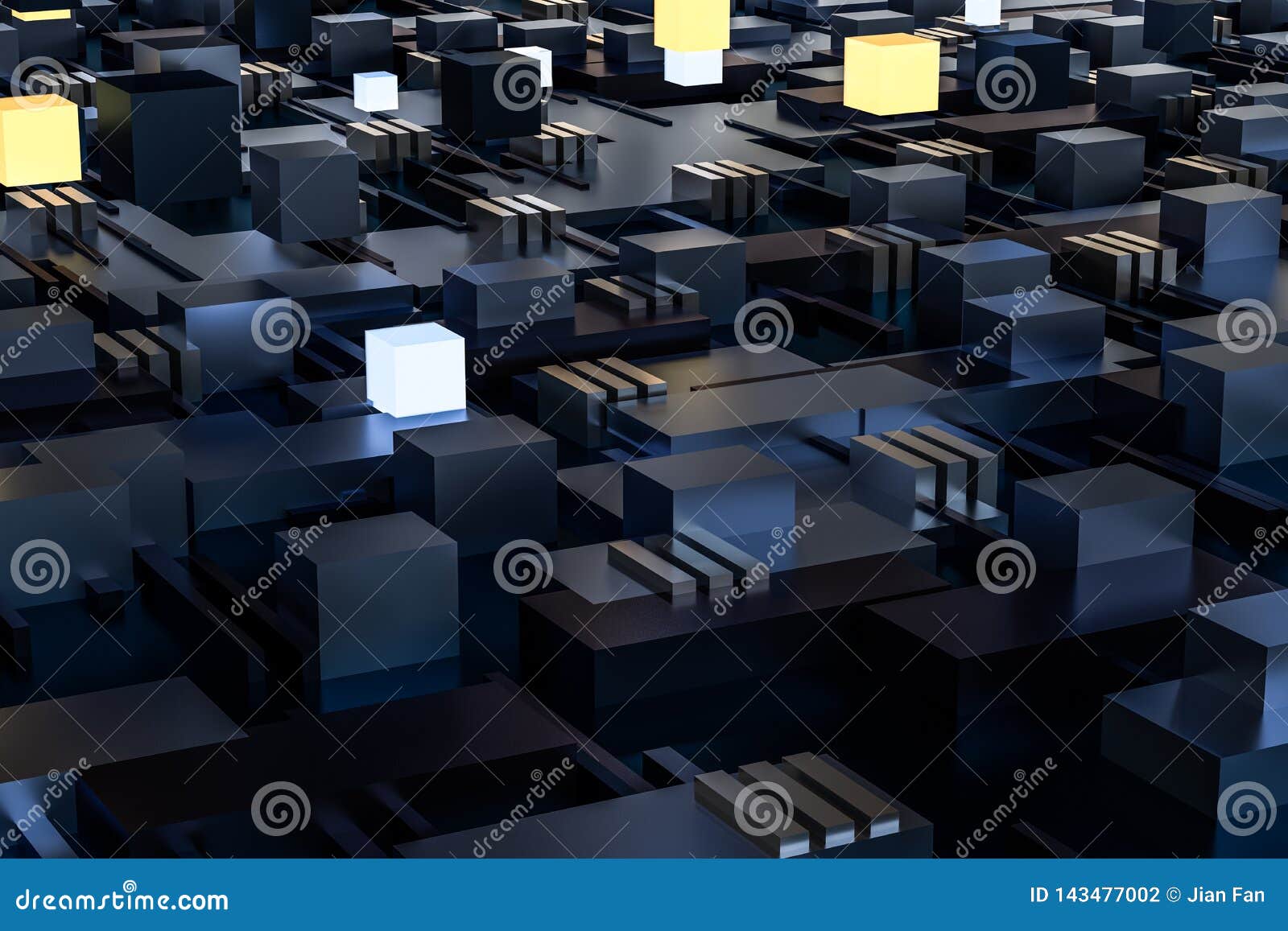 3d Rendering, Cubes Board Space, Fantasy World Stock Photo - Image of ...