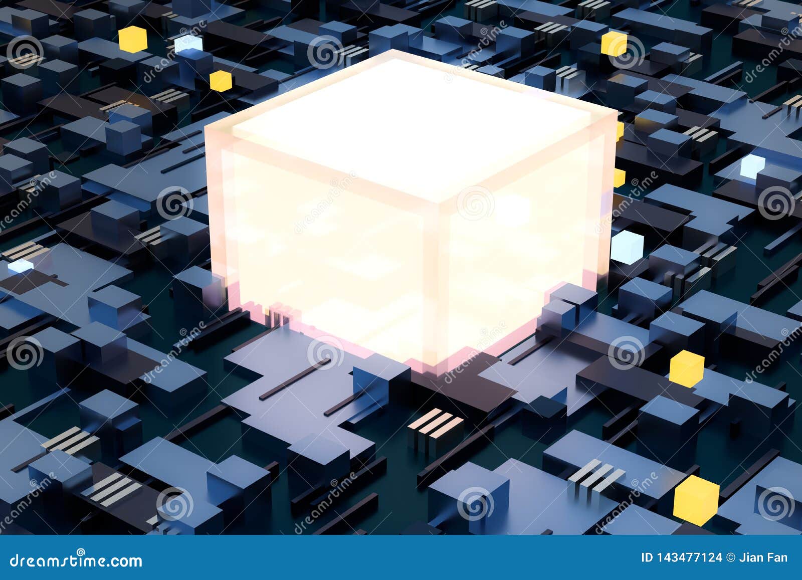 3d Rendering, Cubes Board Space, Fantasy World Stock Photo - Image of ...