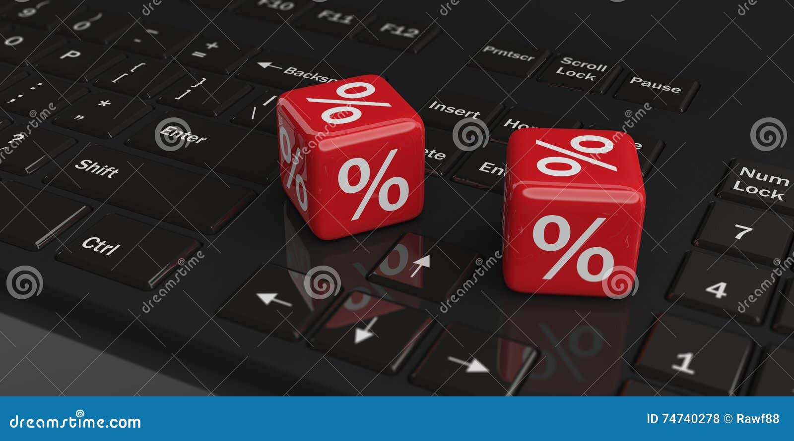 3d Rendering Cubes with Discount Symbol on a Keyboard Stock ...