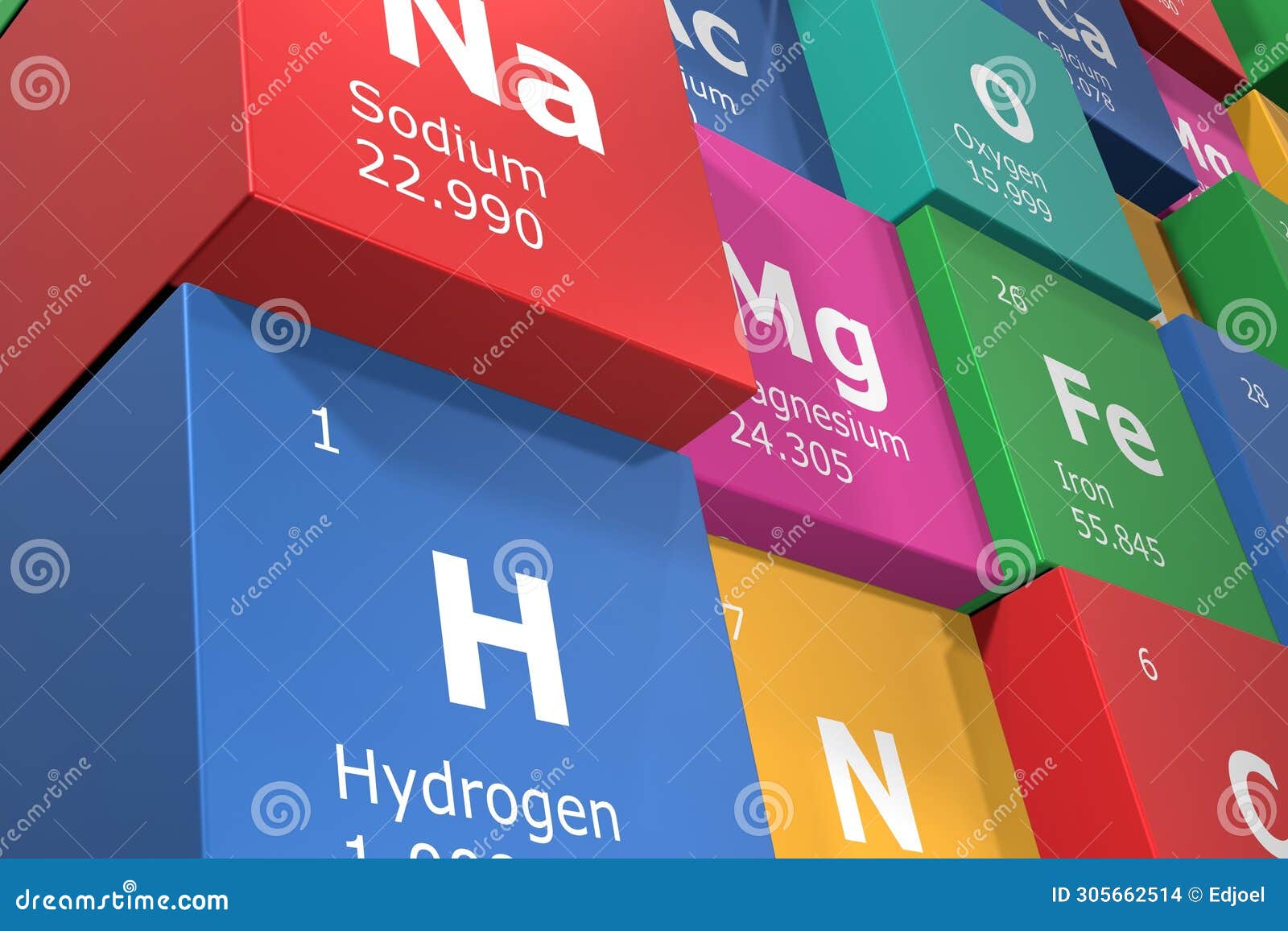 3D Rendering of Cubes of the Elements of the Periodic Table, Sodium ...