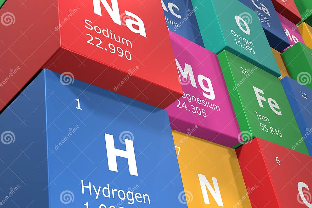 3D Rendering of Cubes of the Elements of the Periodic Table, Sodium ...