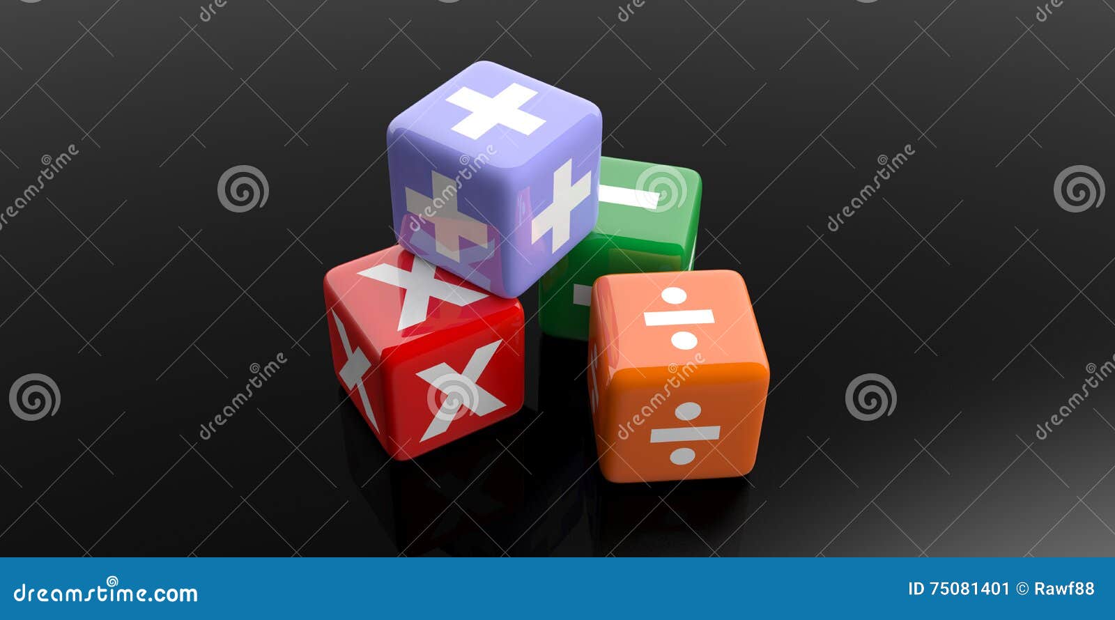 3d Rendering Cubes with Math Symbols Stock Illustration - Illustration ...