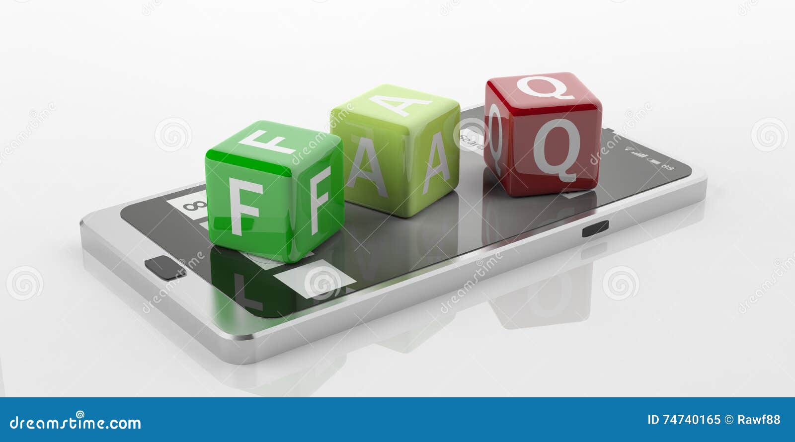3d Rendering Cubes with Word Faq on a Smart Phone Stock Illustration ...