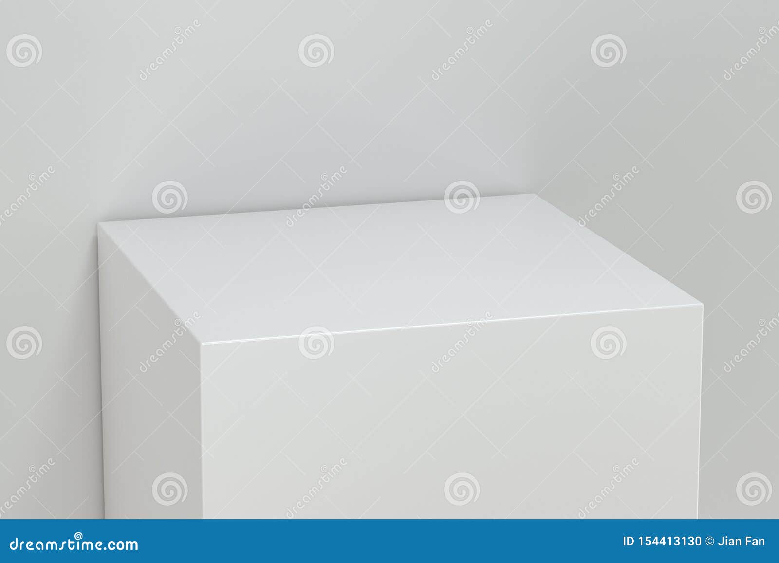 3d Rendering, the Cubic Platform in the White Empty Room Stock ...