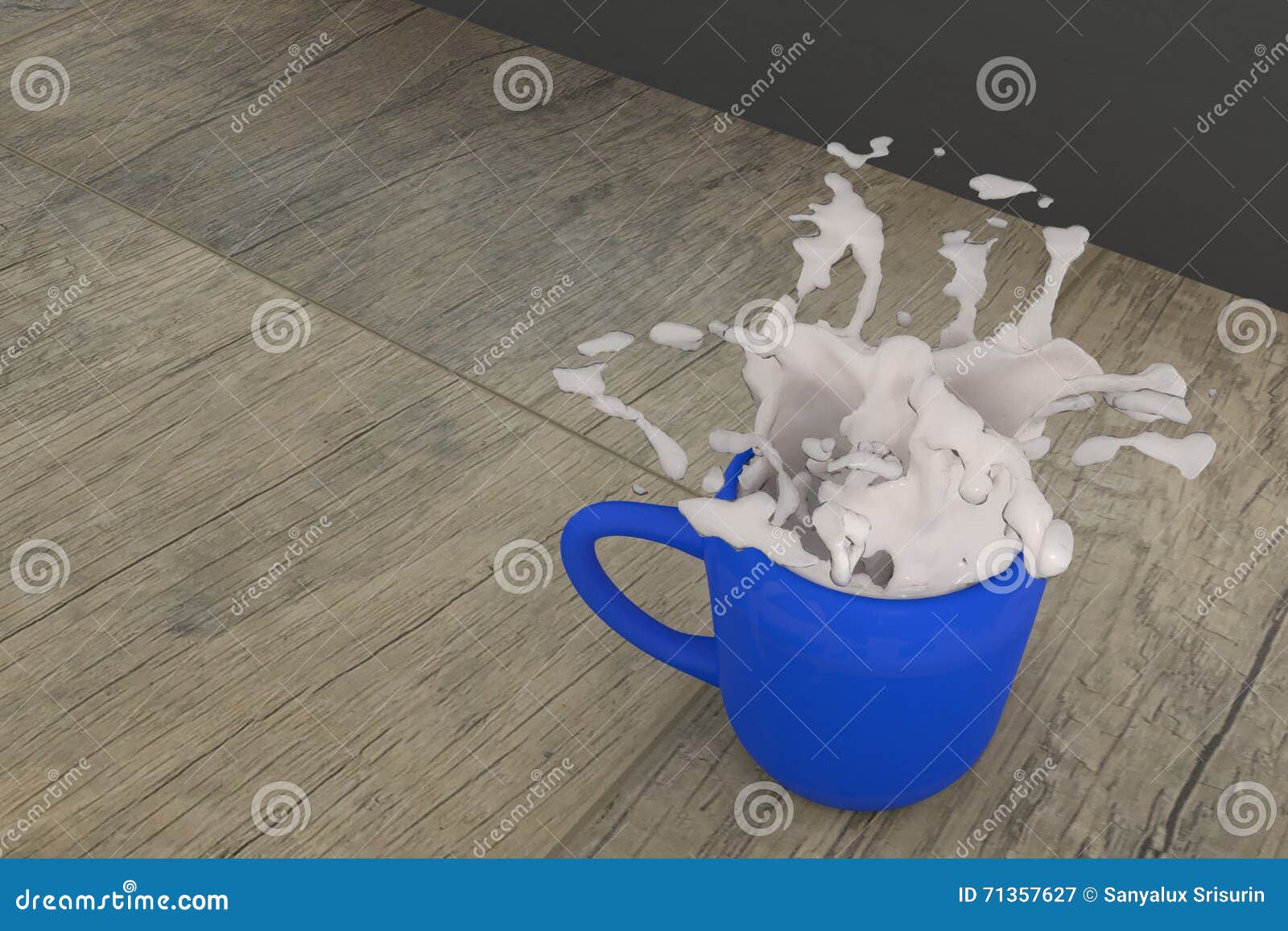 3d Rendering of a Cup of Milk Spill Stock Illustration - Illustration ...