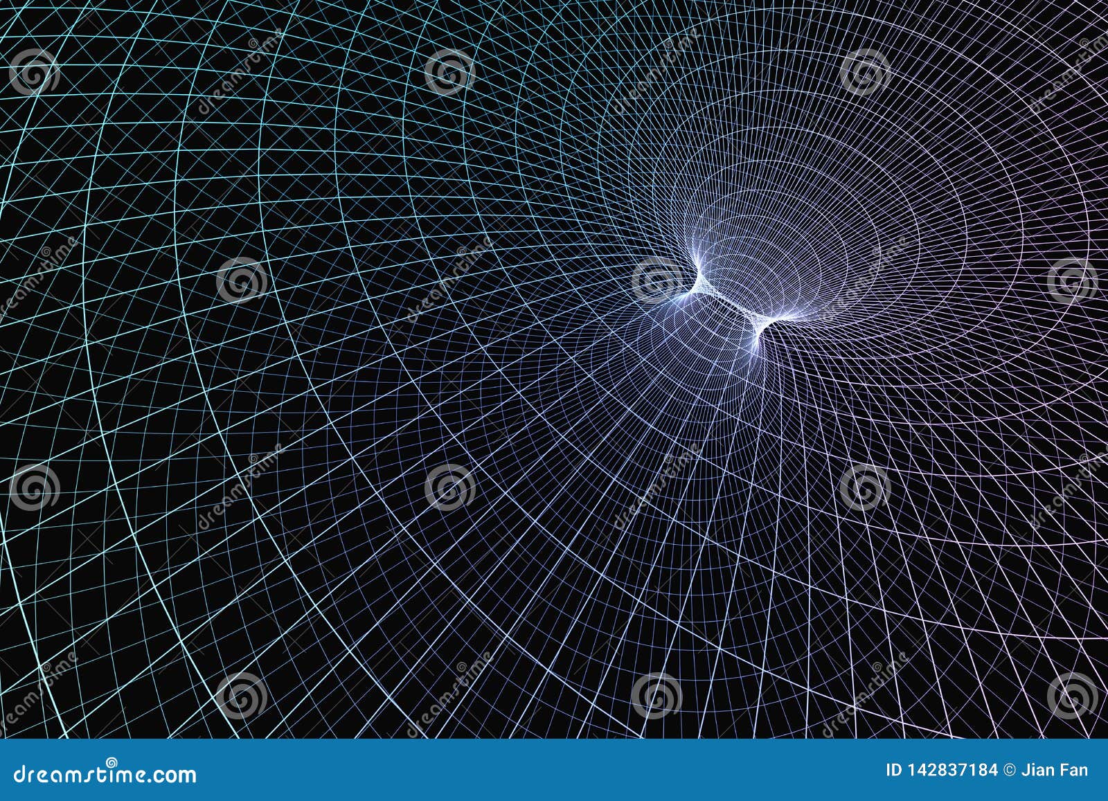 3d Rendering, Curve Lines with Dark Background Stock Illustration ...