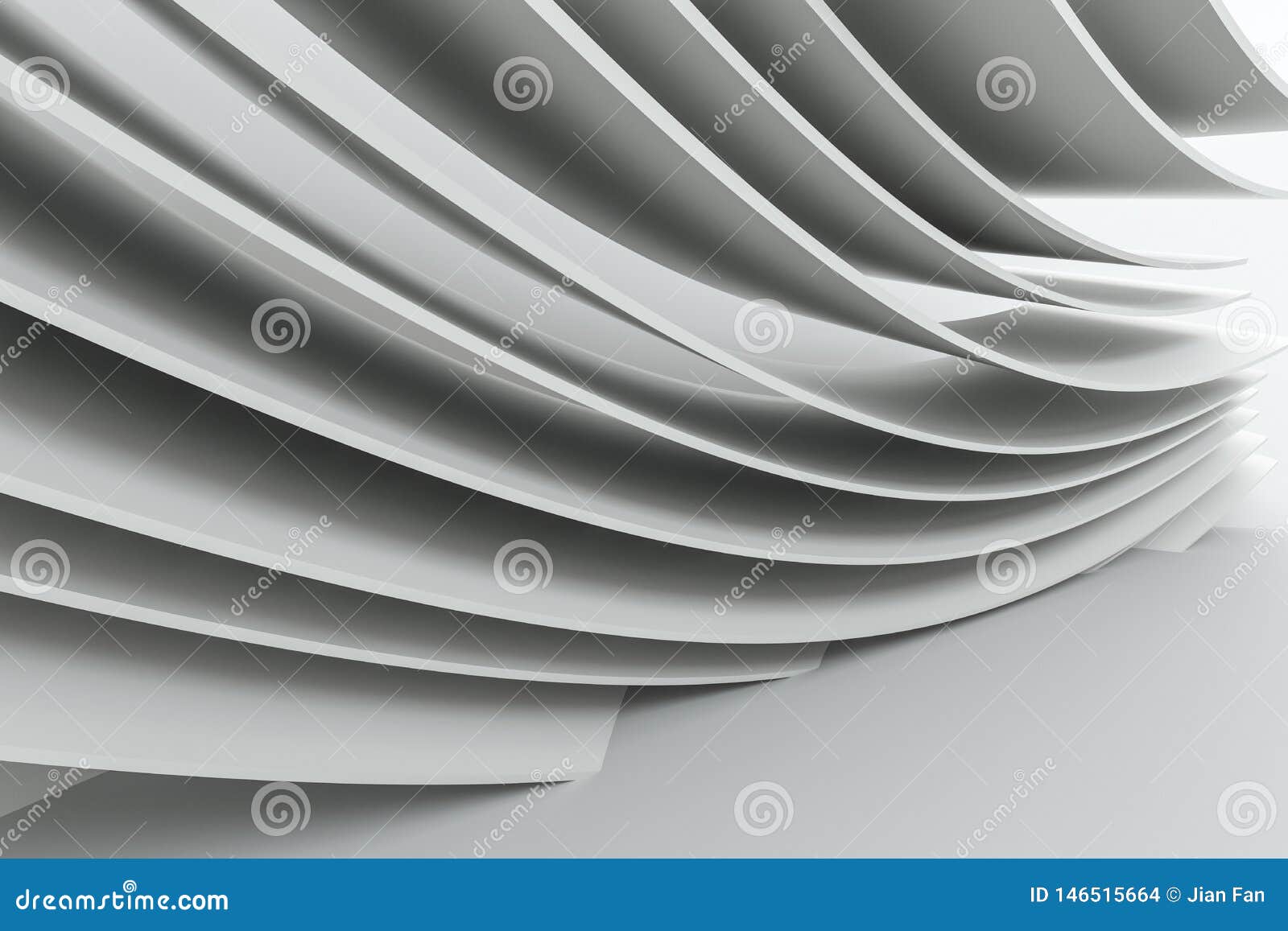 3d Rendering, Curve Surface and Light Background Stock Illustration ...