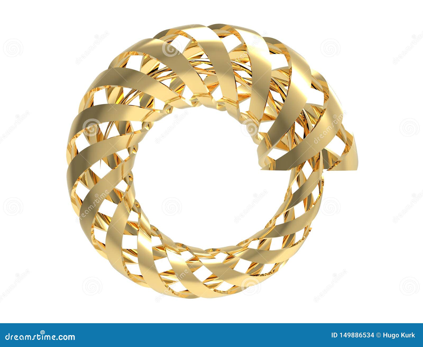 3d Rendering of a Curve Swirl Spiral Object Isolated in White Studio ...