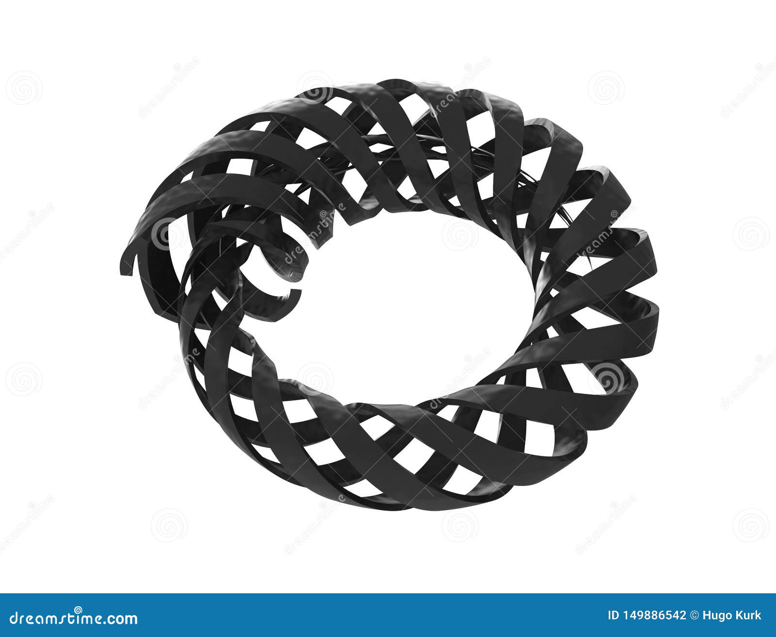 3d Rendering of a Curve Swirl Spiral Object Isolated in White Studio ...