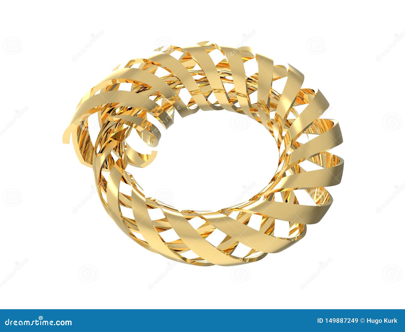 3d Rendering of a Curve Swirl Spiral Object Isolated in White Studio ...
