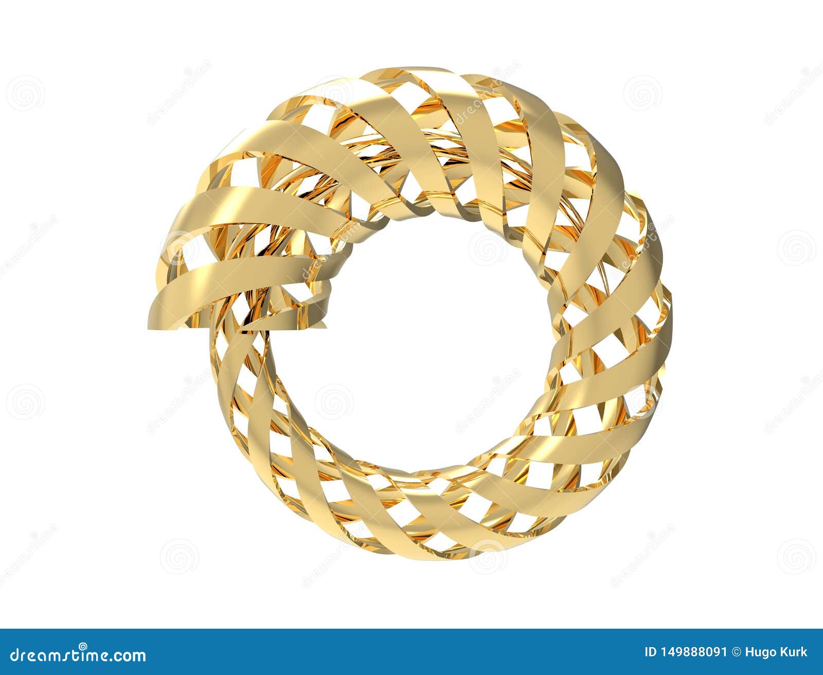 3D Rendering of a Golden Spiral Sphere Isolated in White Studio ...