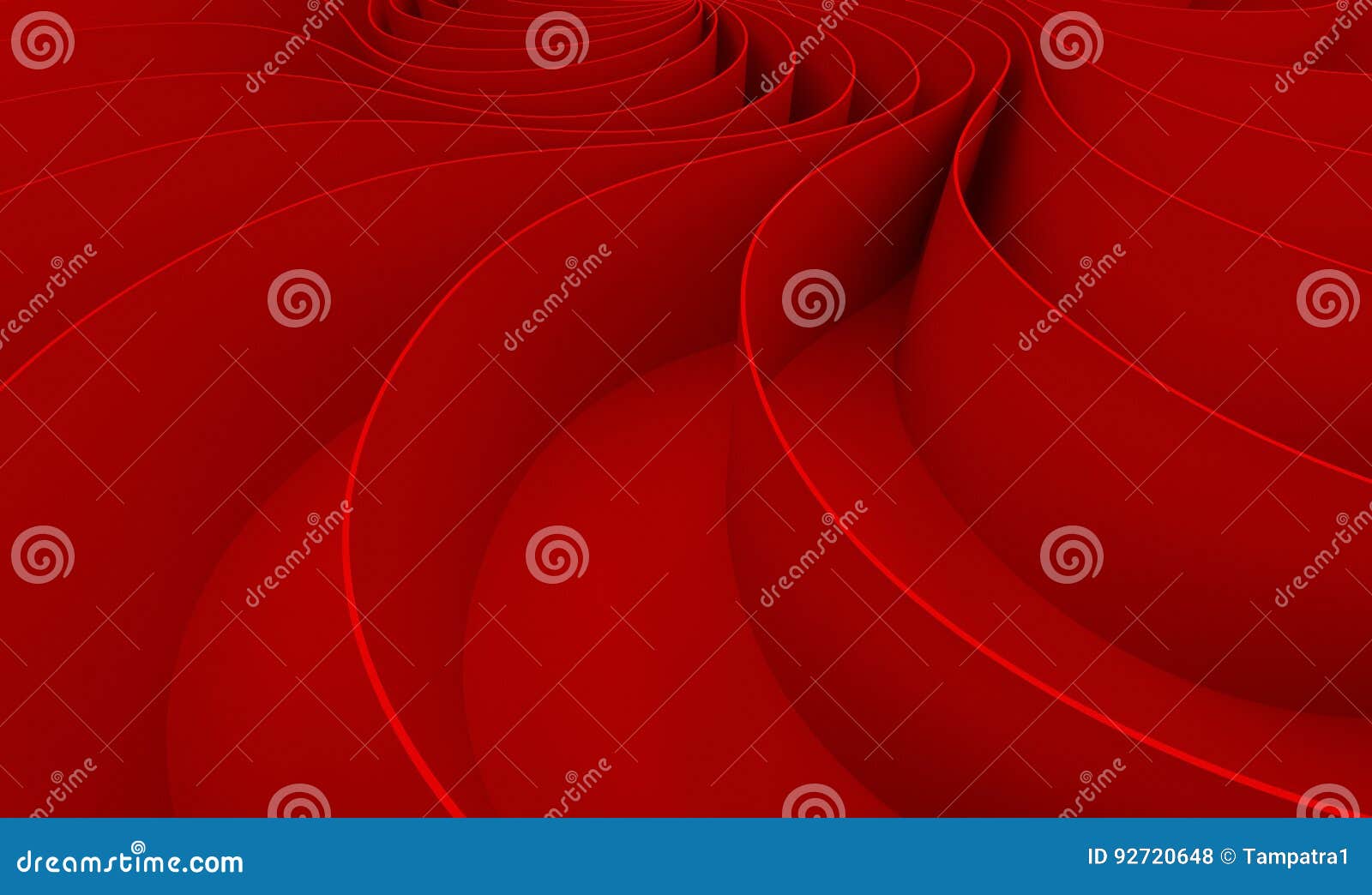 3d Rendering Curved Abstract on Red Background in Valentine`s Da Stock ...
