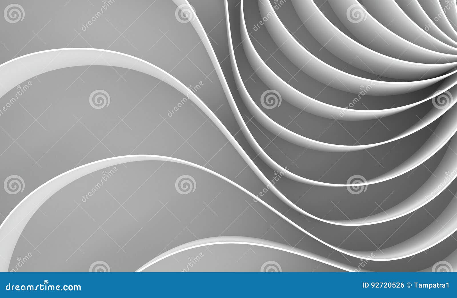 3d Rendering Curved Abstract on White Background, Illustration Stock ...
