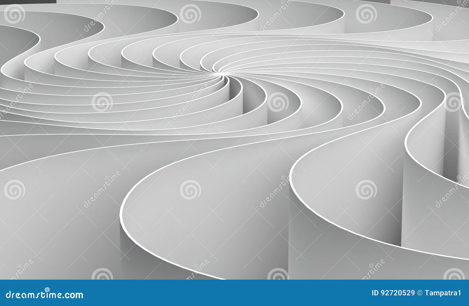 3d Rendering Curved Abstract On White Background, Illustration ...