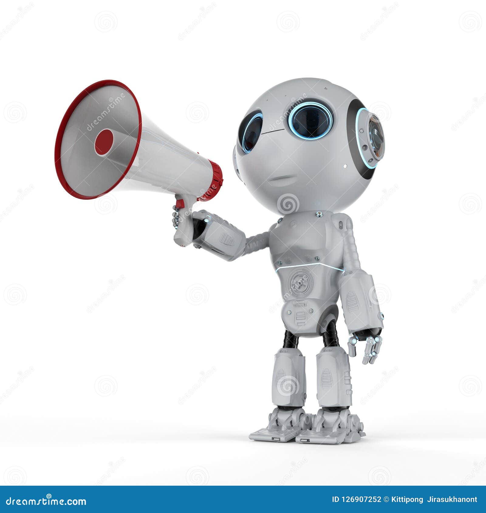 Mini robot with megaphone stock illustration. Illustration of hand ... Mini robot with megaphone stock illustration. Illustration of hand ...